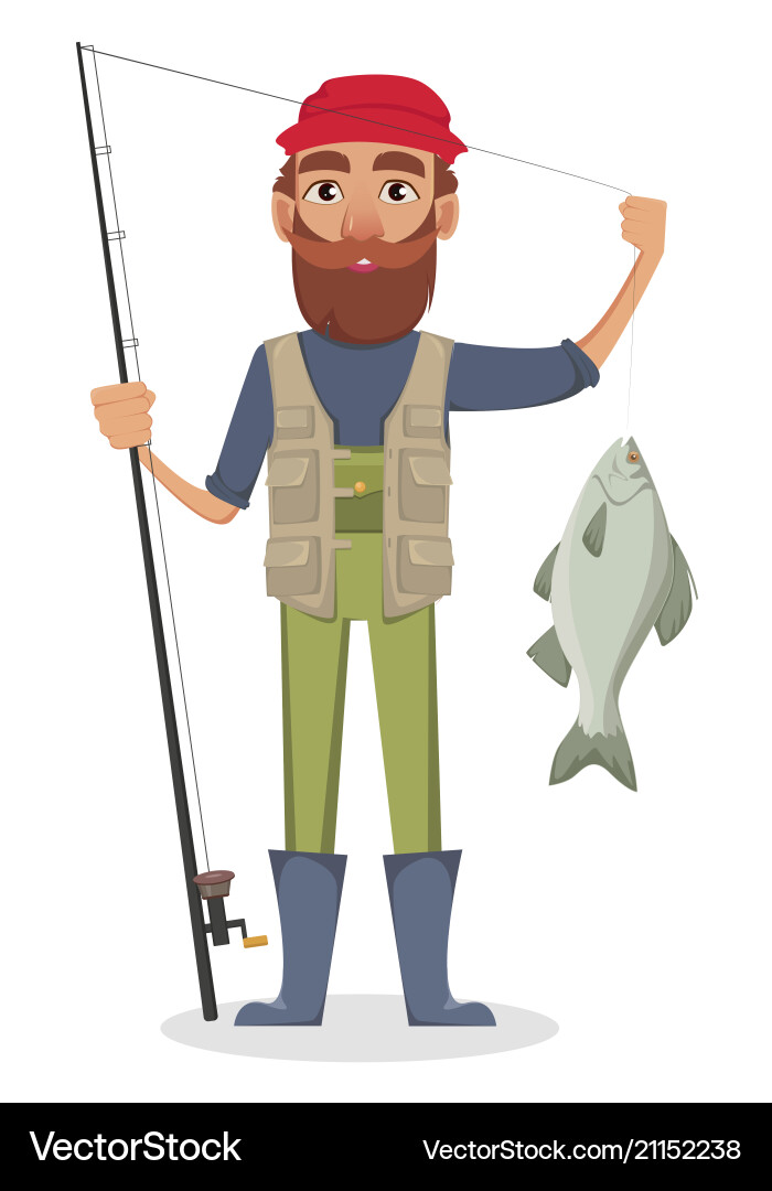 Fisher cartoon character Royalty Free Vector Image
