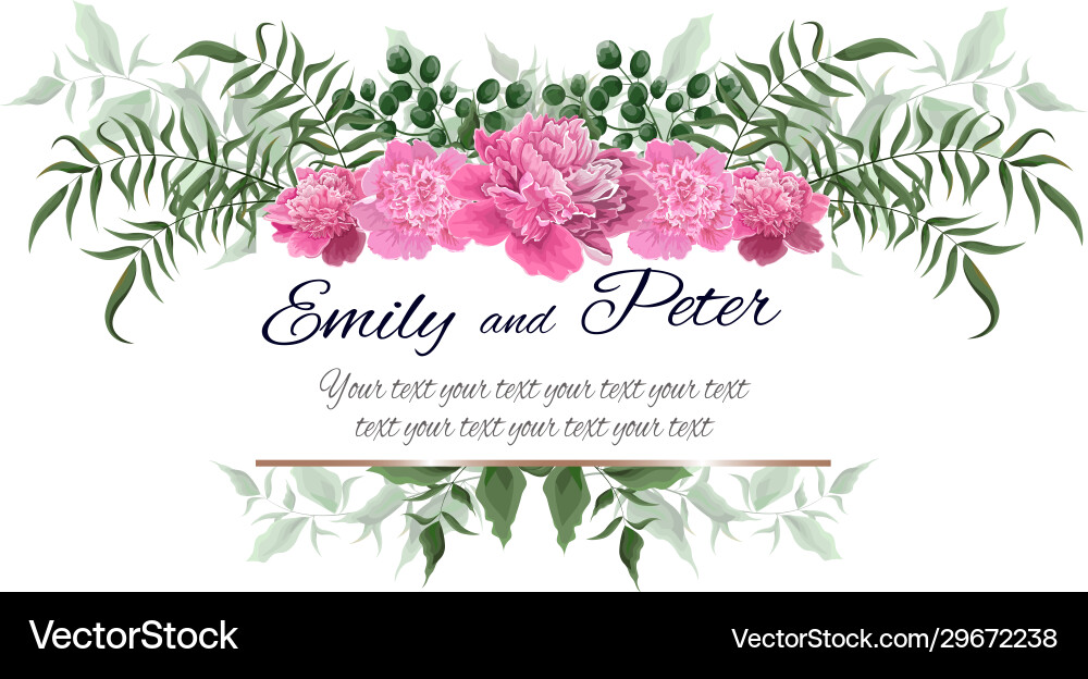 Floral border frame for a wedding invitation pink Vector Image