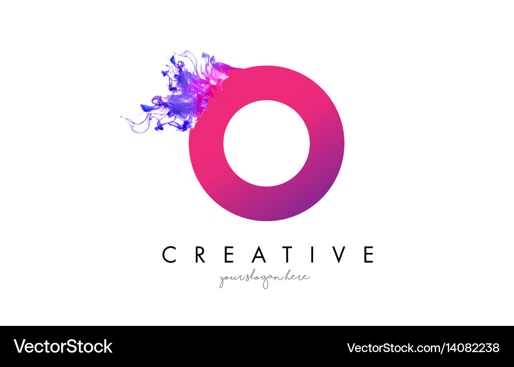 O letter logo design with ink cloud flowing Vector Image