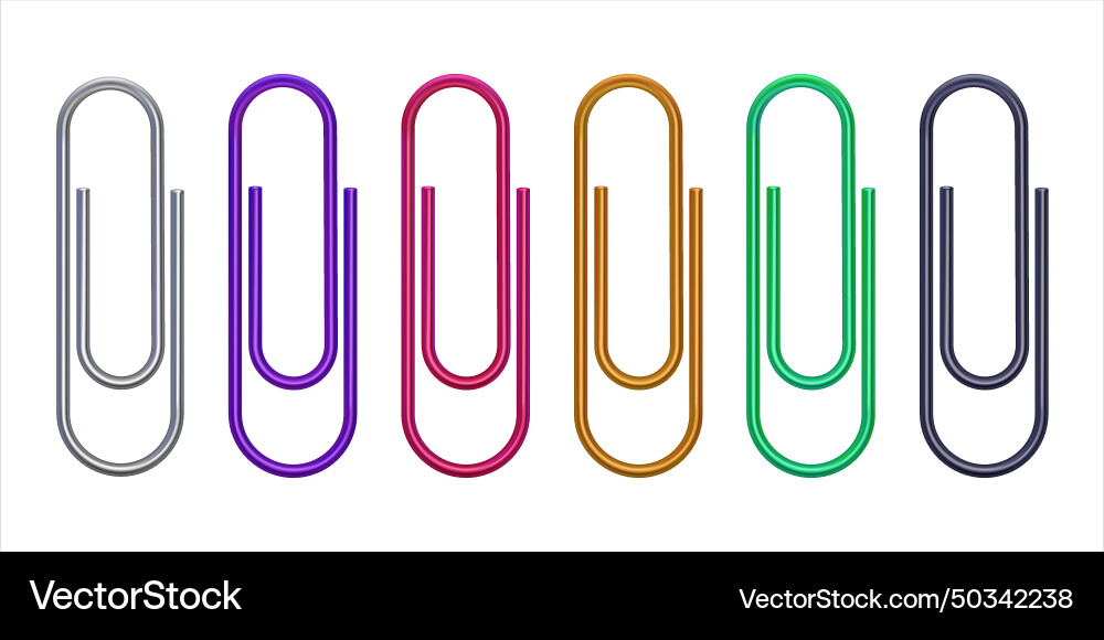 Realistic colorful paper clip set Royalty Free Vector Image