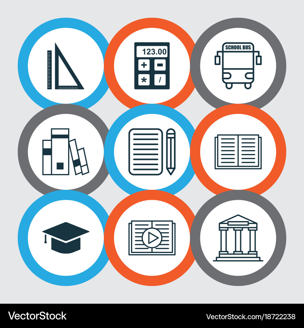 School icons set with measurement electronic tool Vector Image