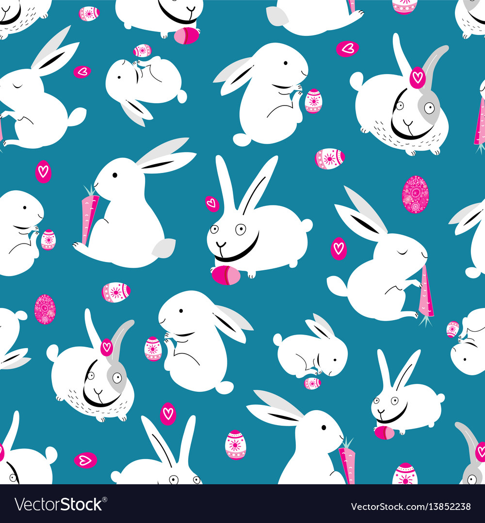 Seamless bright pattern easter bunnies Royalty Free Vector