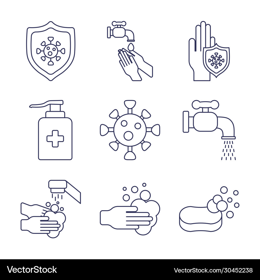 Set icons vaccination medical immunization Vector Image
