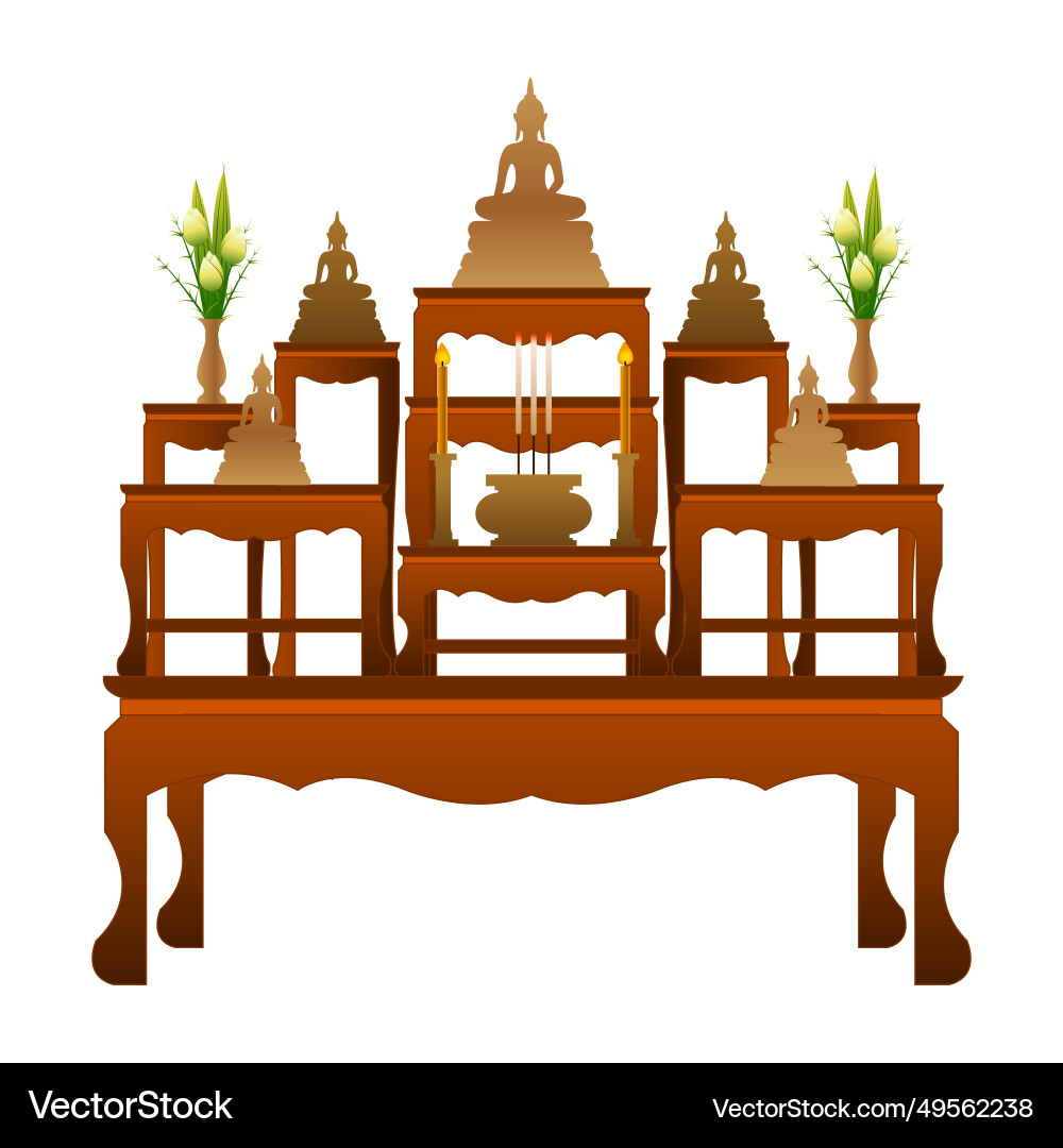 Set of altar table with on white background design