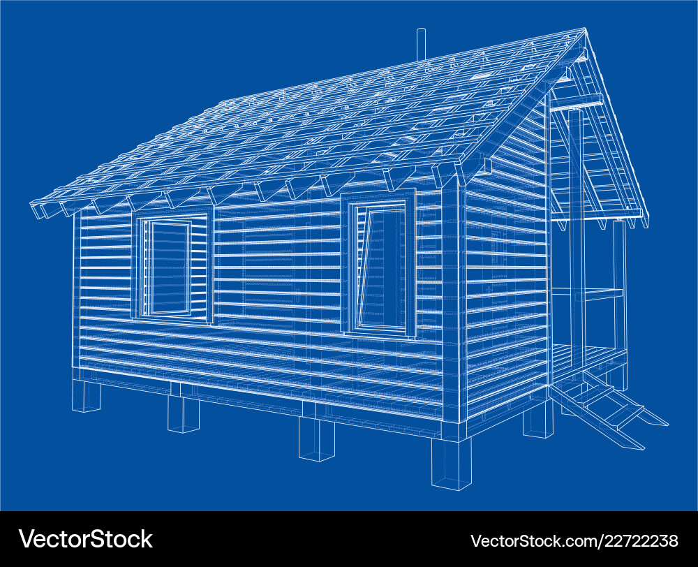 Sketch of small house rendering 3d Royalty Free Vector Image