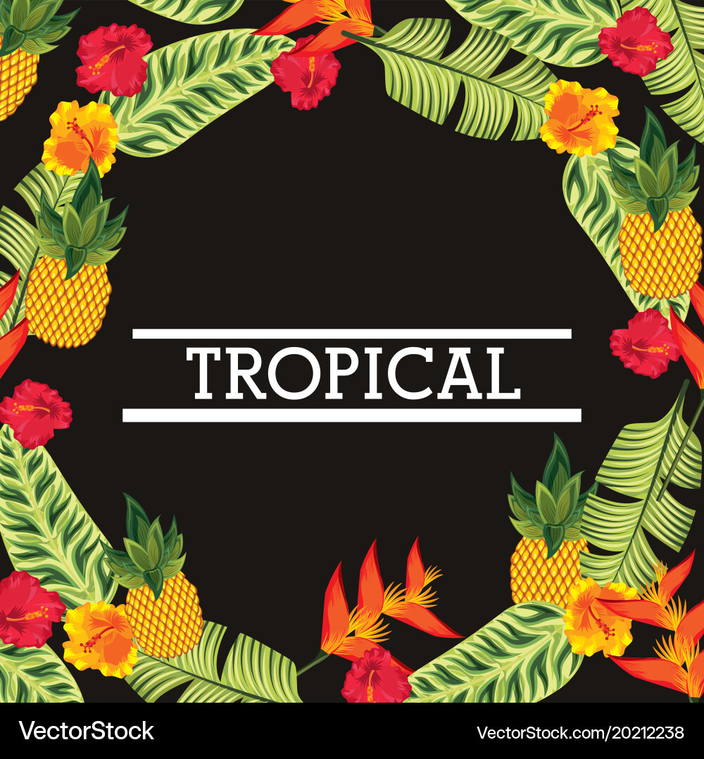 Tropical flower leaves card Royalty Free Vector Image