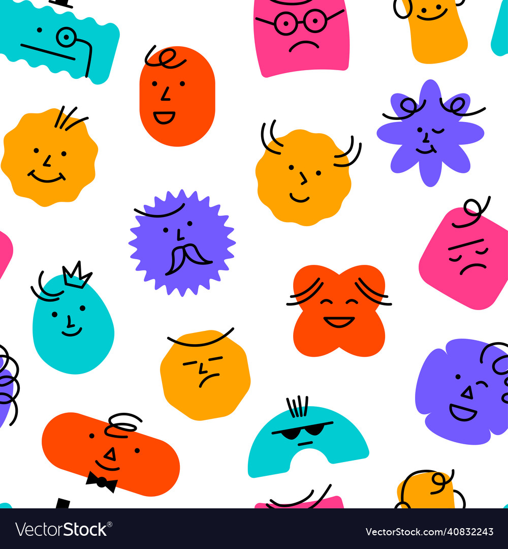Abstract comic face pattern seamless print Vector Image