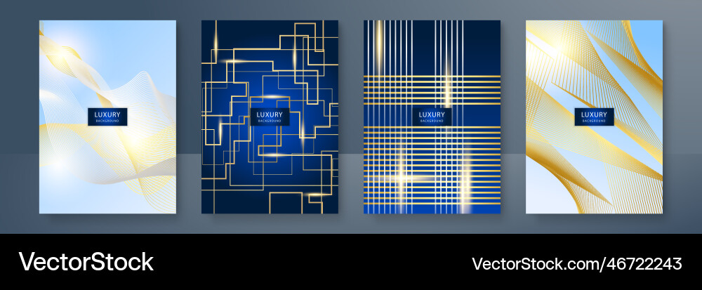 Abstract luxury blue gold line metallic direction Vector Image
