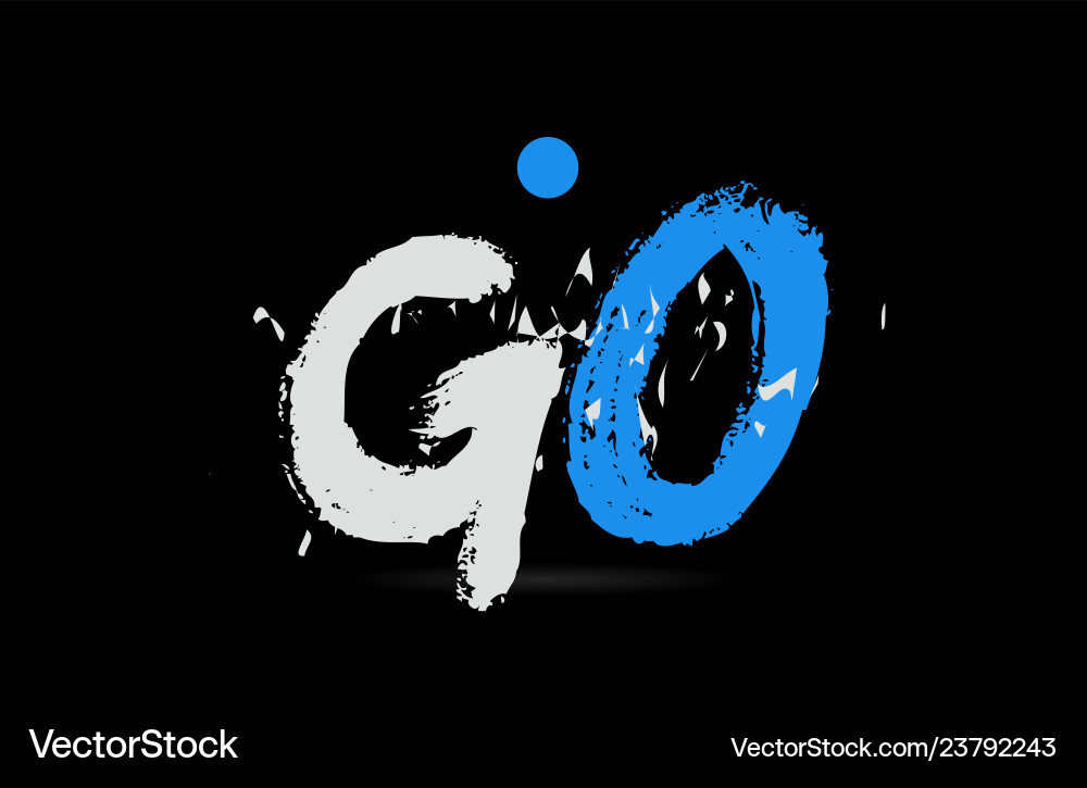 Blue white alphabet letter combination go g o Vector Image