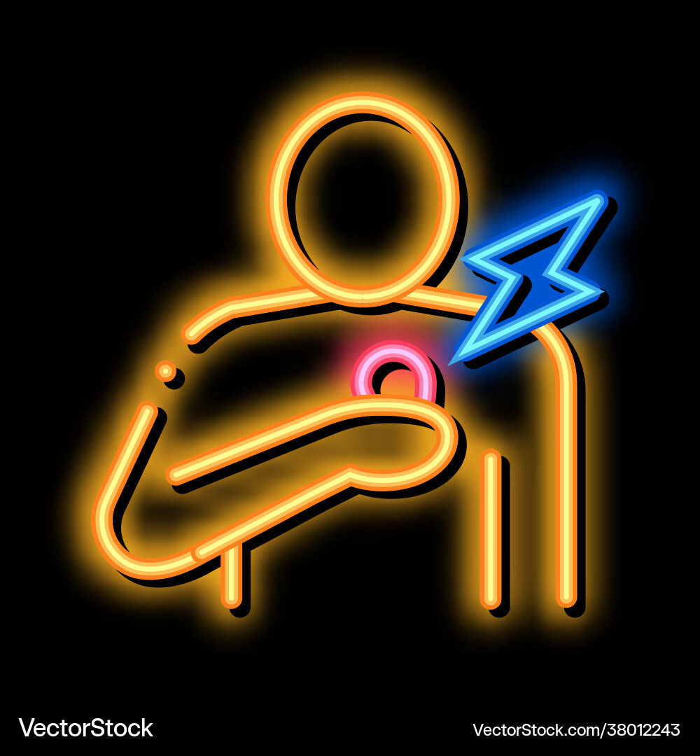 Chest pain neon glow icon Royalty Free Vector Image