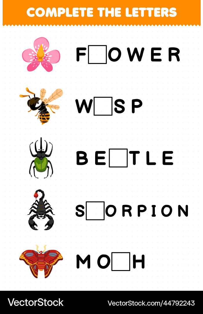 Education game for children complete the letters Vector Image