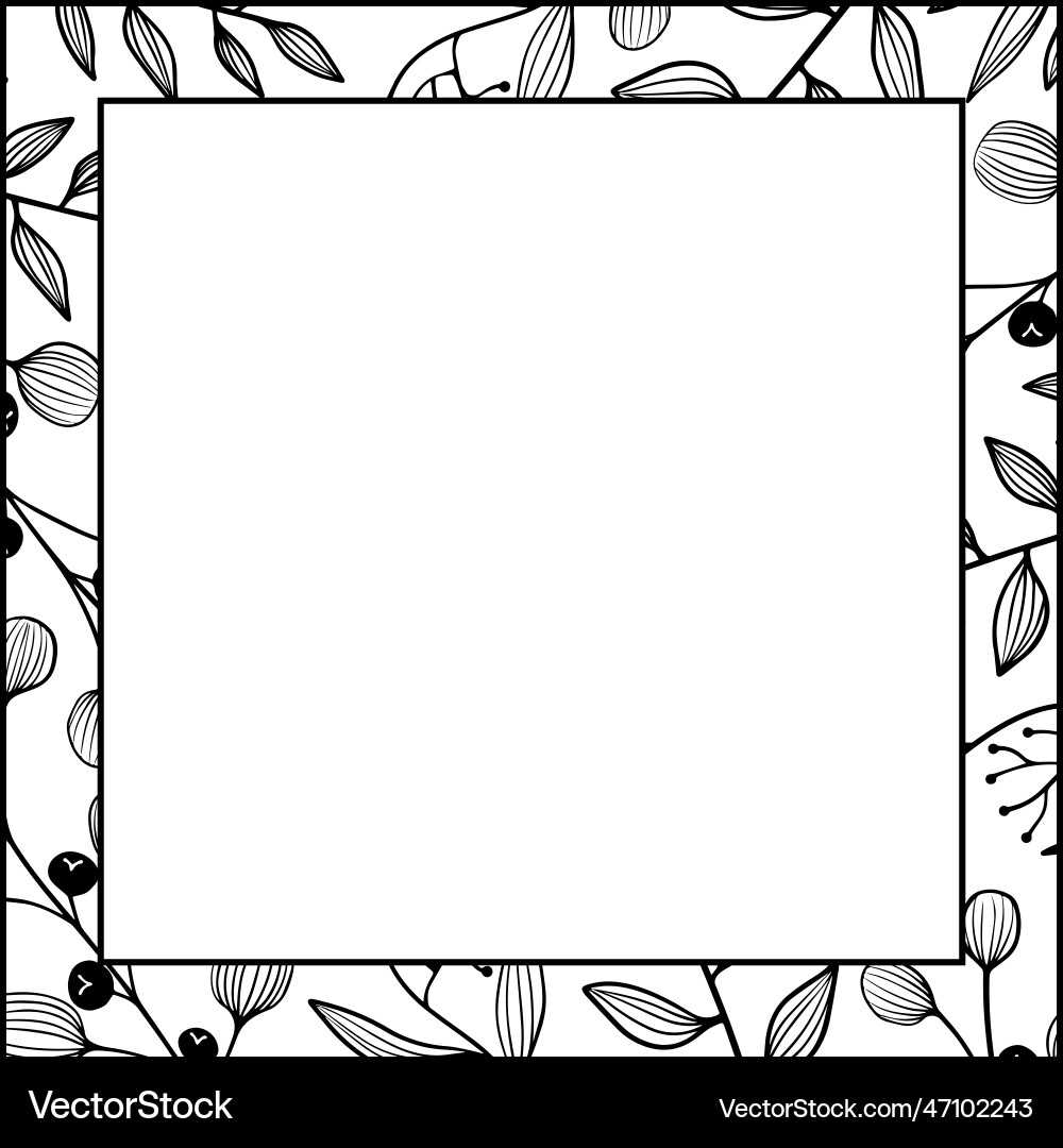 Floral square frame Royalty Free Vector Image - VectorStock