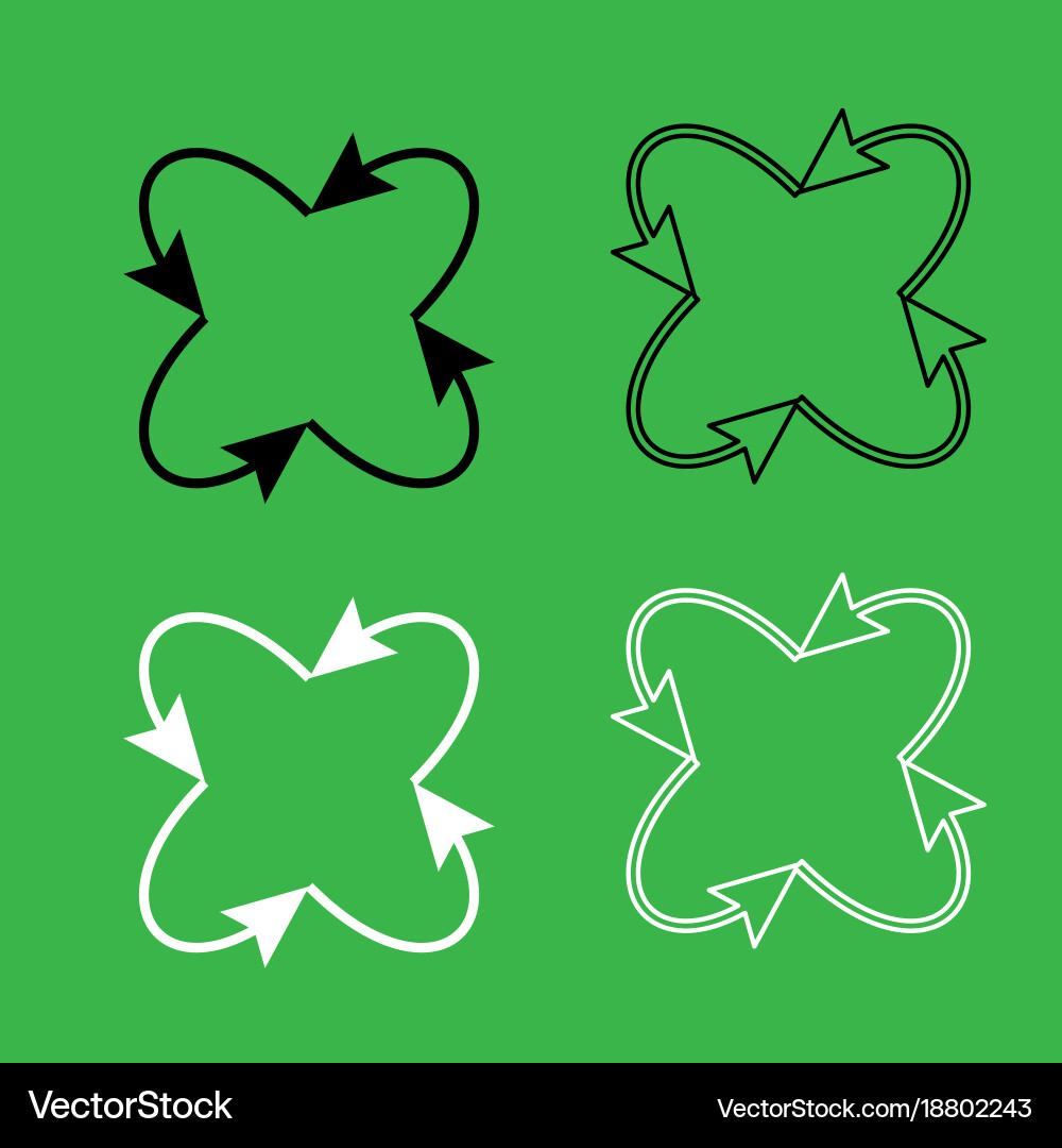 Four arrows in loop in and from center icon black Vector Image