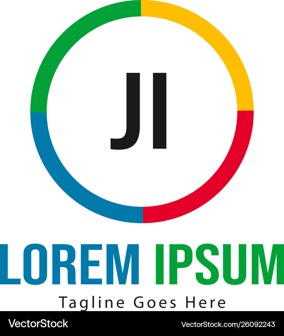 Initial ji logo template with modern frame Vector Image
