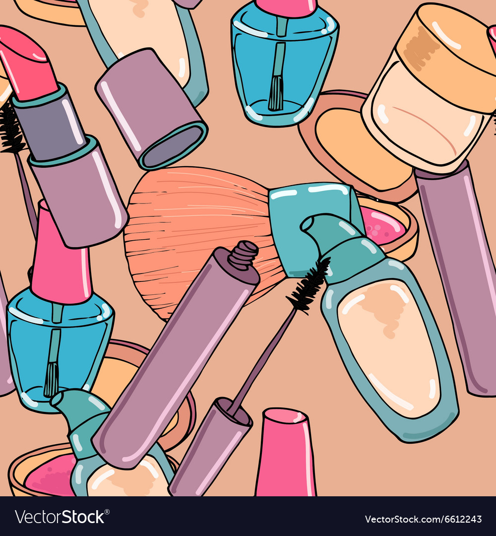 Makeup Seamless Pattern Royalty Free Vector Image 