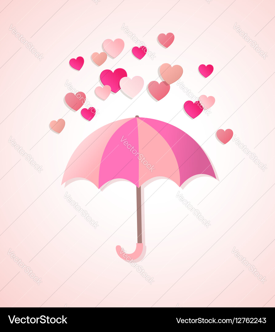 Paper hearts and umbrella Royalty Free Vector Image