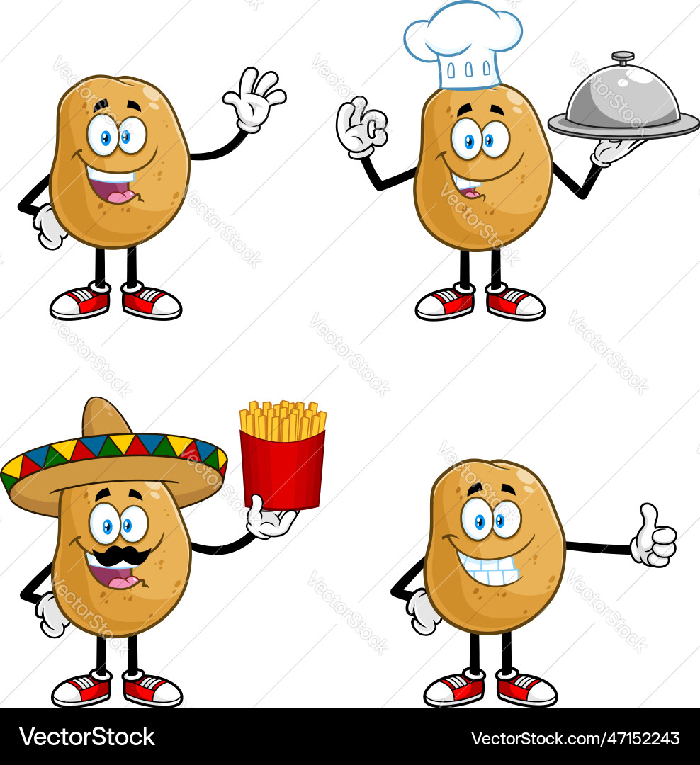 Potato cartoon character collection set Royalty Free Vector