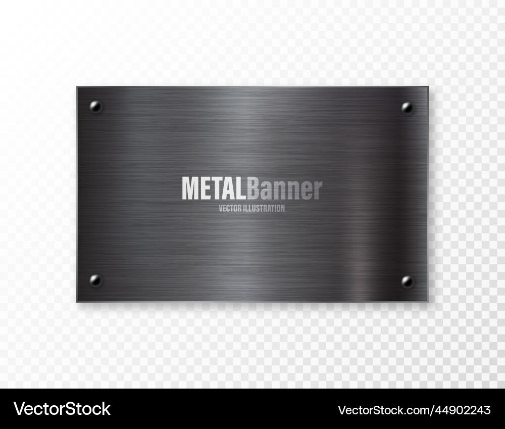 Realistic black metal banners collection brushed Vector Image