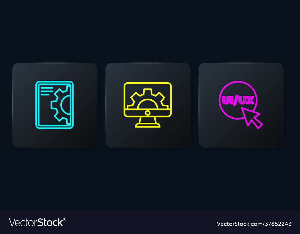 Set line web development ui or ux design Vector Image