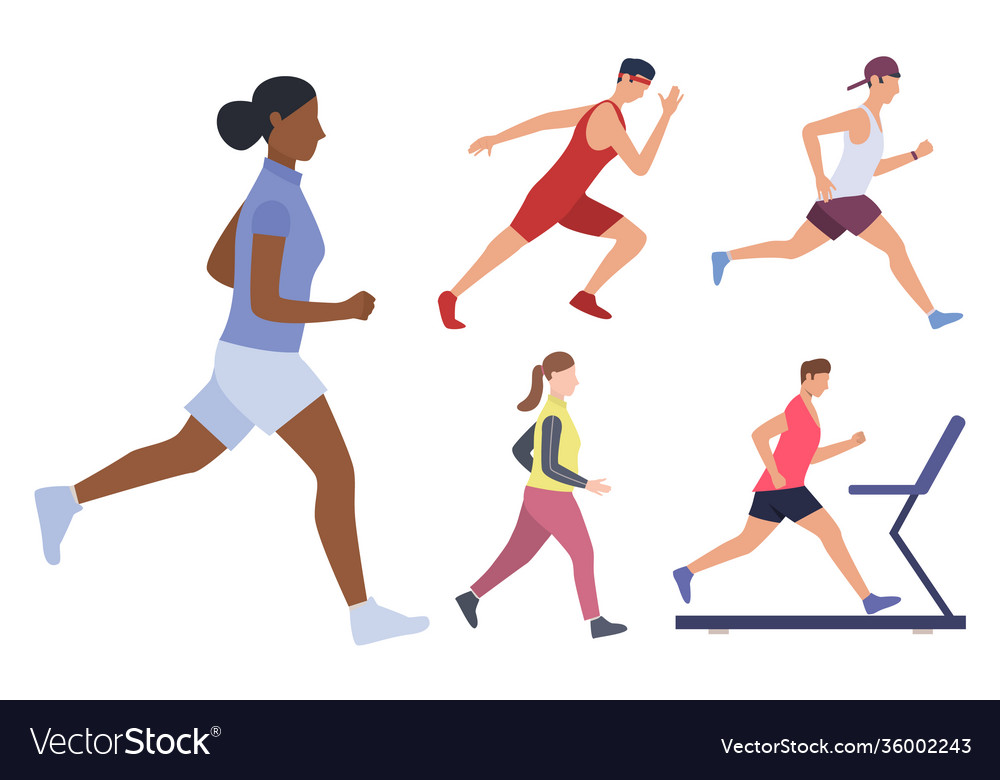 Set male and females runners Royalty Free Vector Image