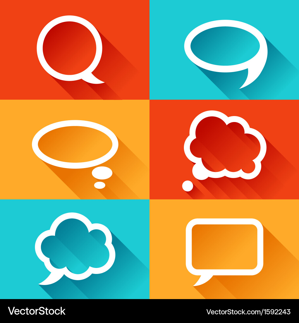 Set of speech bubbles in flat design style Vector Image