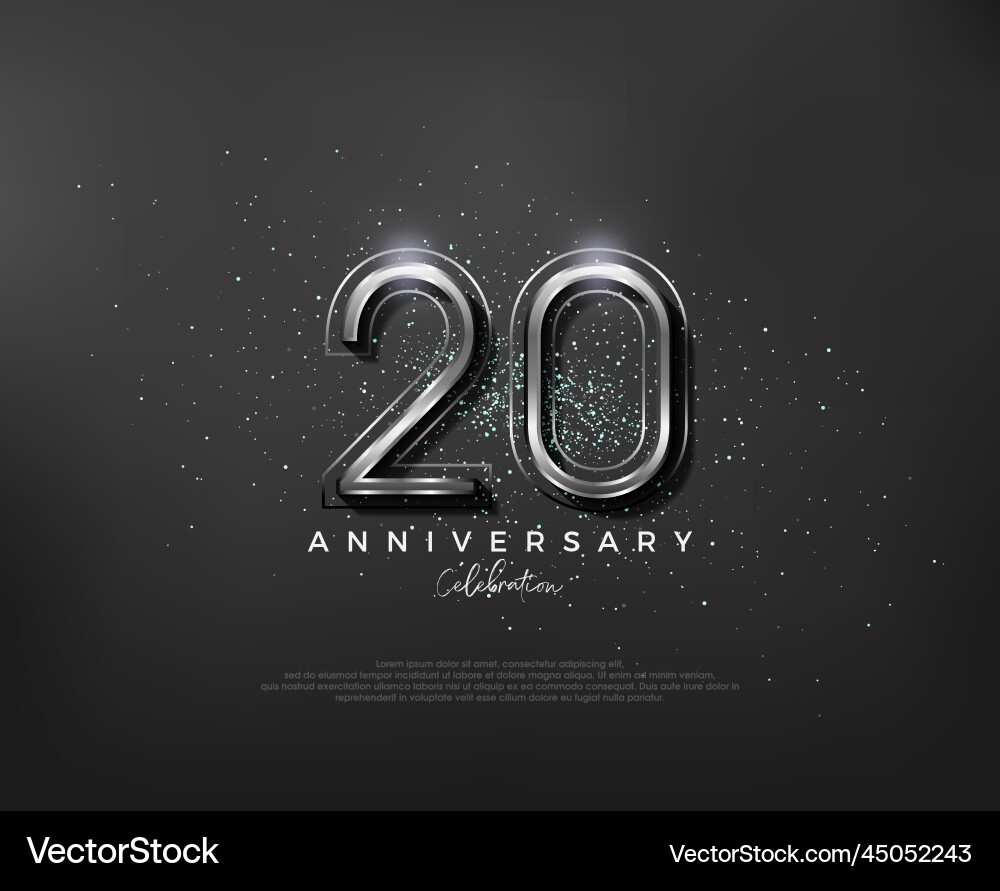 Silver metallic number design premium number 20th Vector Image