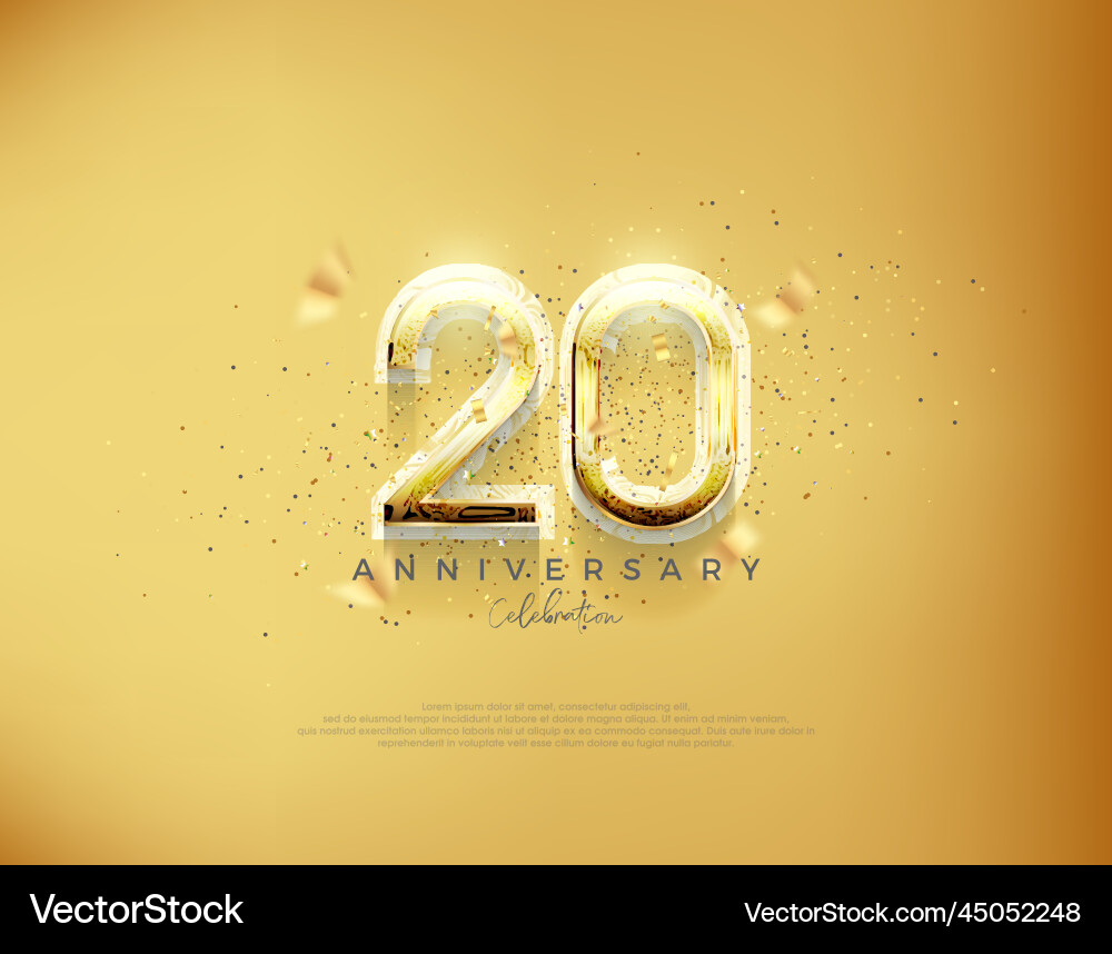 20th anniversary number luxury gold background Vector Image