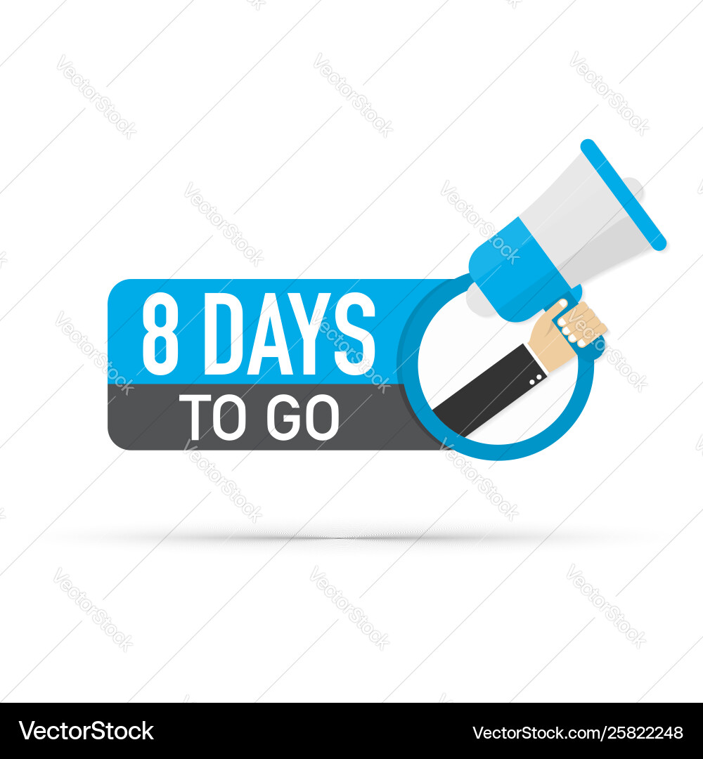 8 days to go flat icon on white background Vector Image