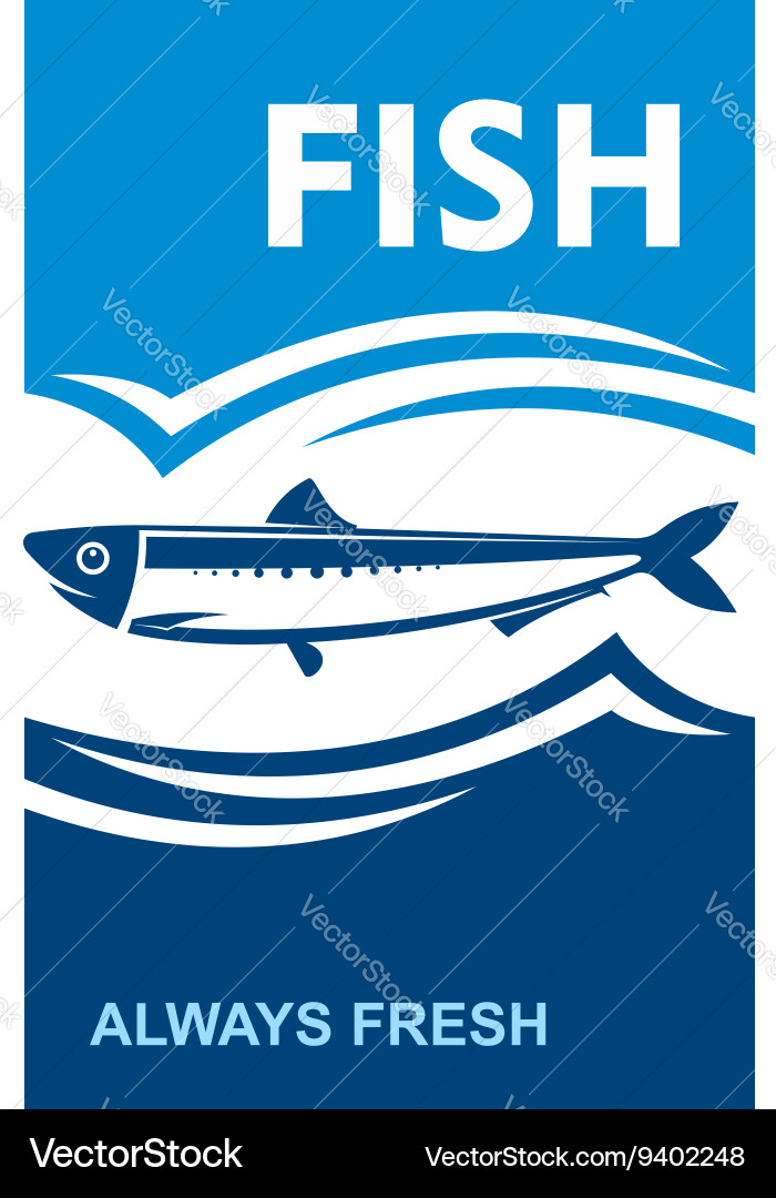Always fresh fish icon for seafood design Vector Image