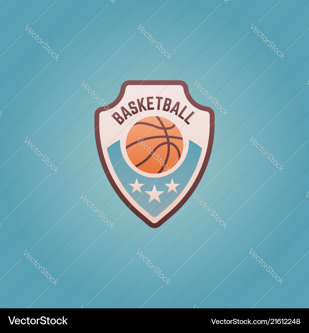 Basketball sport team shield colored emblem Vector Image
