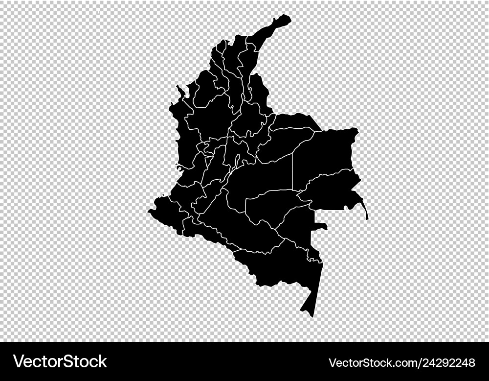 Colombia map - high detailed black Royalty Free Vector Image
