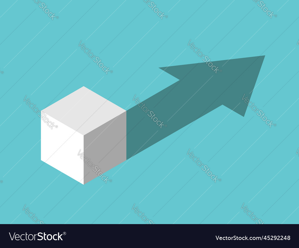 Cube arrow shaped shadow Royalty Free Vector Image
