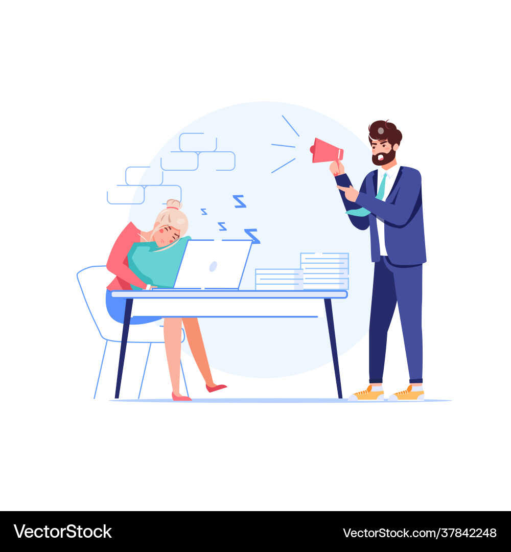 Flat cartoon boss manager employee characters Vector Image