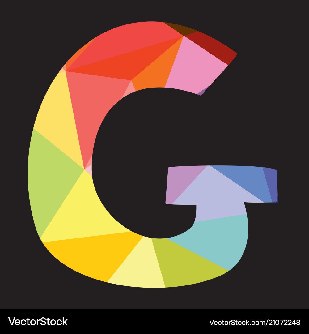 G low poly colorful alphabet letter isolated Vector Image