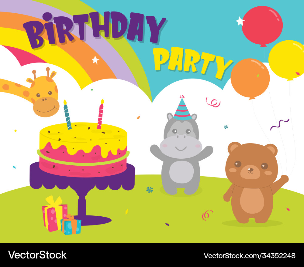 Greetings card birthday party Royalty Free Vector Image