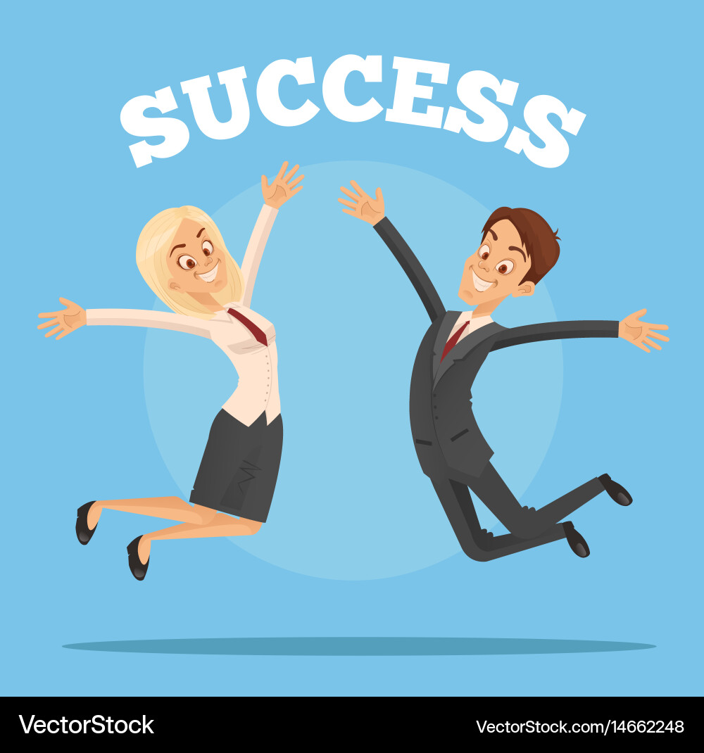 Happy smiling successful business office workers Vector Image