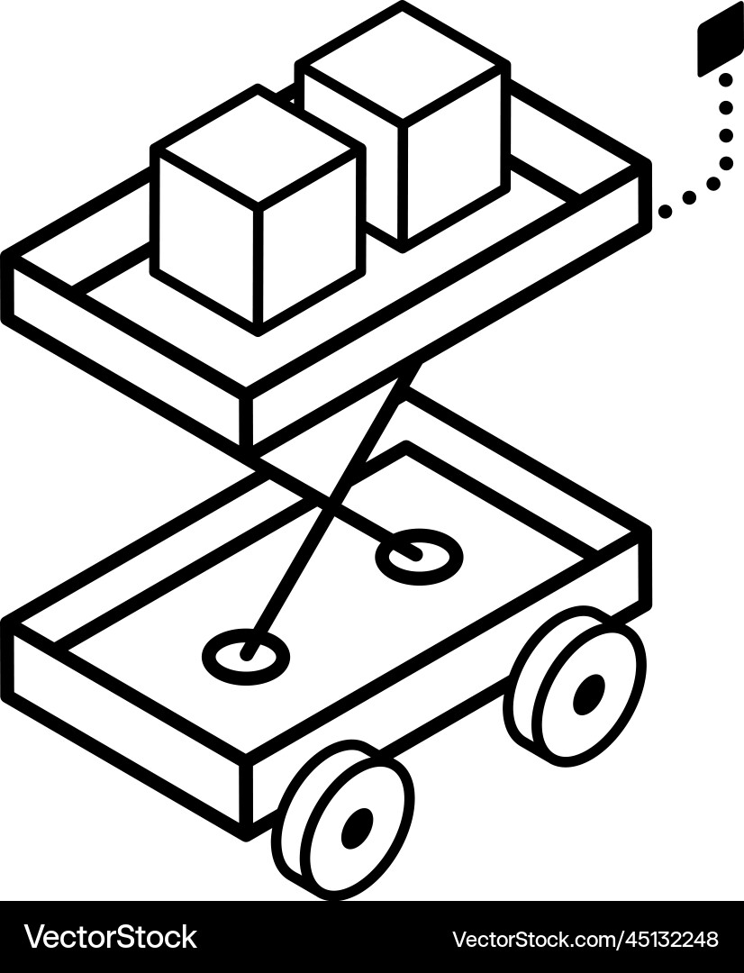 Hydraulic cart outline isometric icon Royalty Free Vector