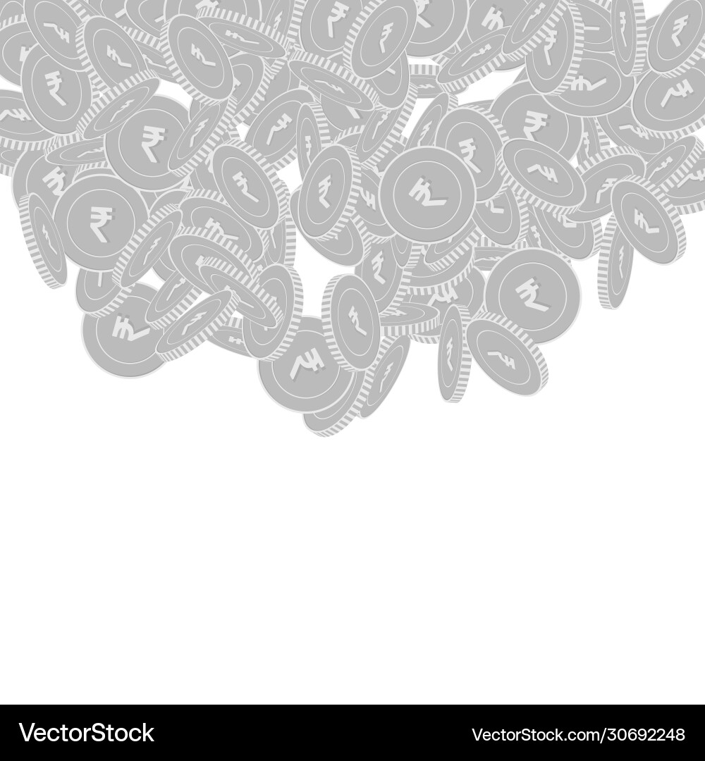 Indian rupee coins falling scattered black and wh Vector Image