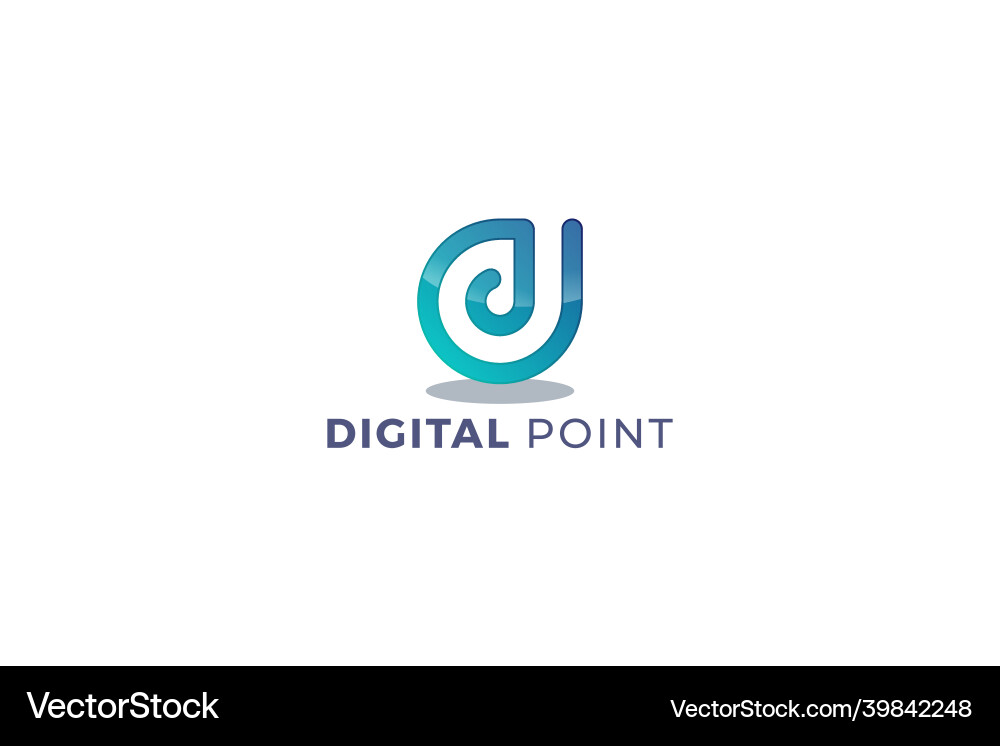 Letter d digital point 3d blue colou logo Vector Image