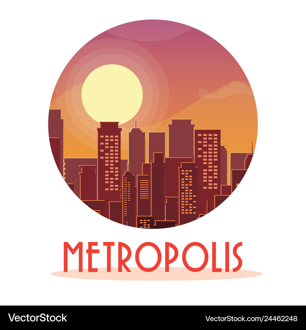 Metropolis cityscape buildings scene Royalty Free Vector