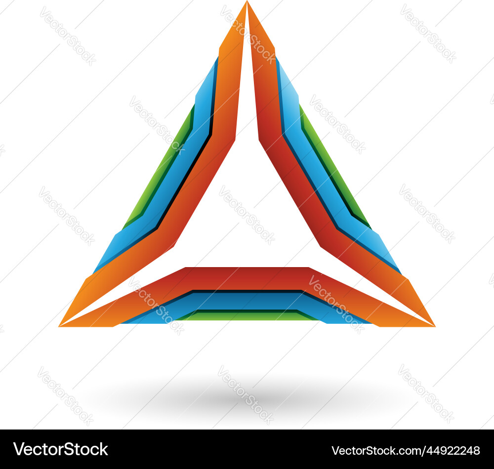 Orange green and blue mechanic triangle Royalty Free Vector