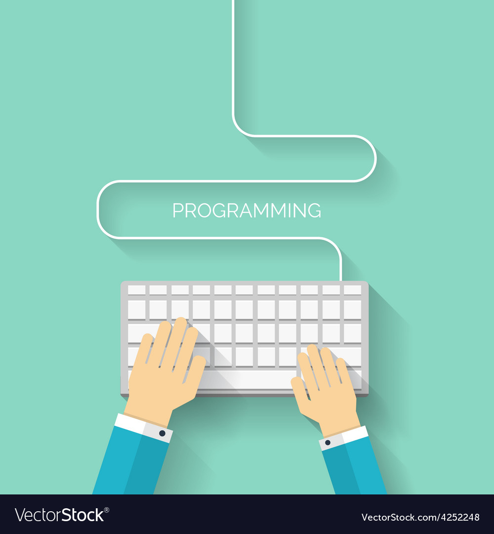 Programming flat cloud computing and social media Vector Image