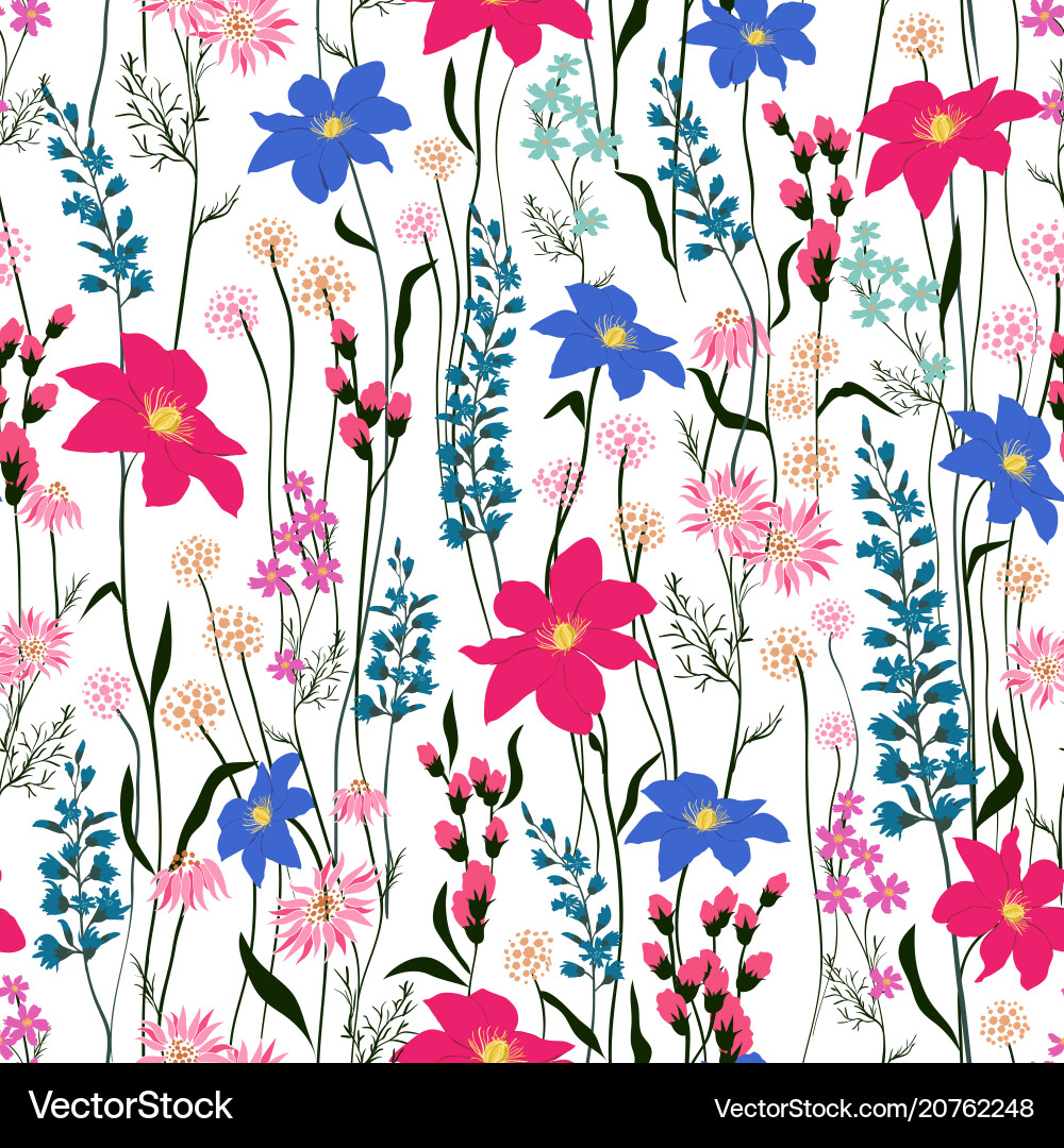 Seamless pattern wind blow flowers isolated Vector Image
