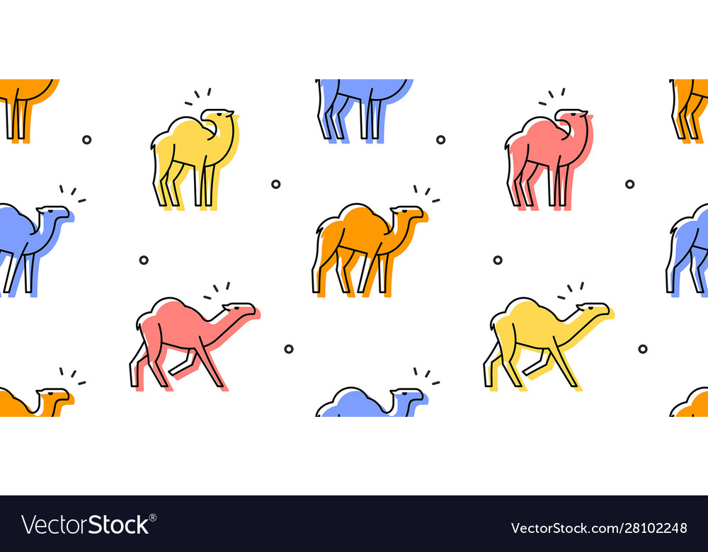 Seamless pattern with camels Royalty Free Vector Image