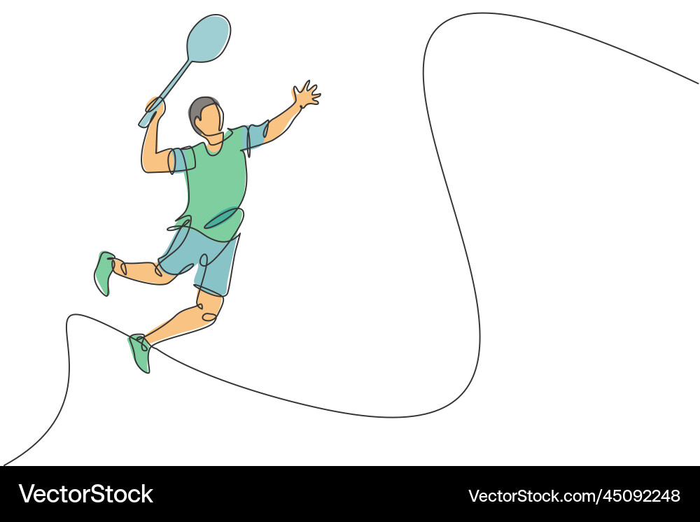 Single continuous line drawing of young agile Vector Image