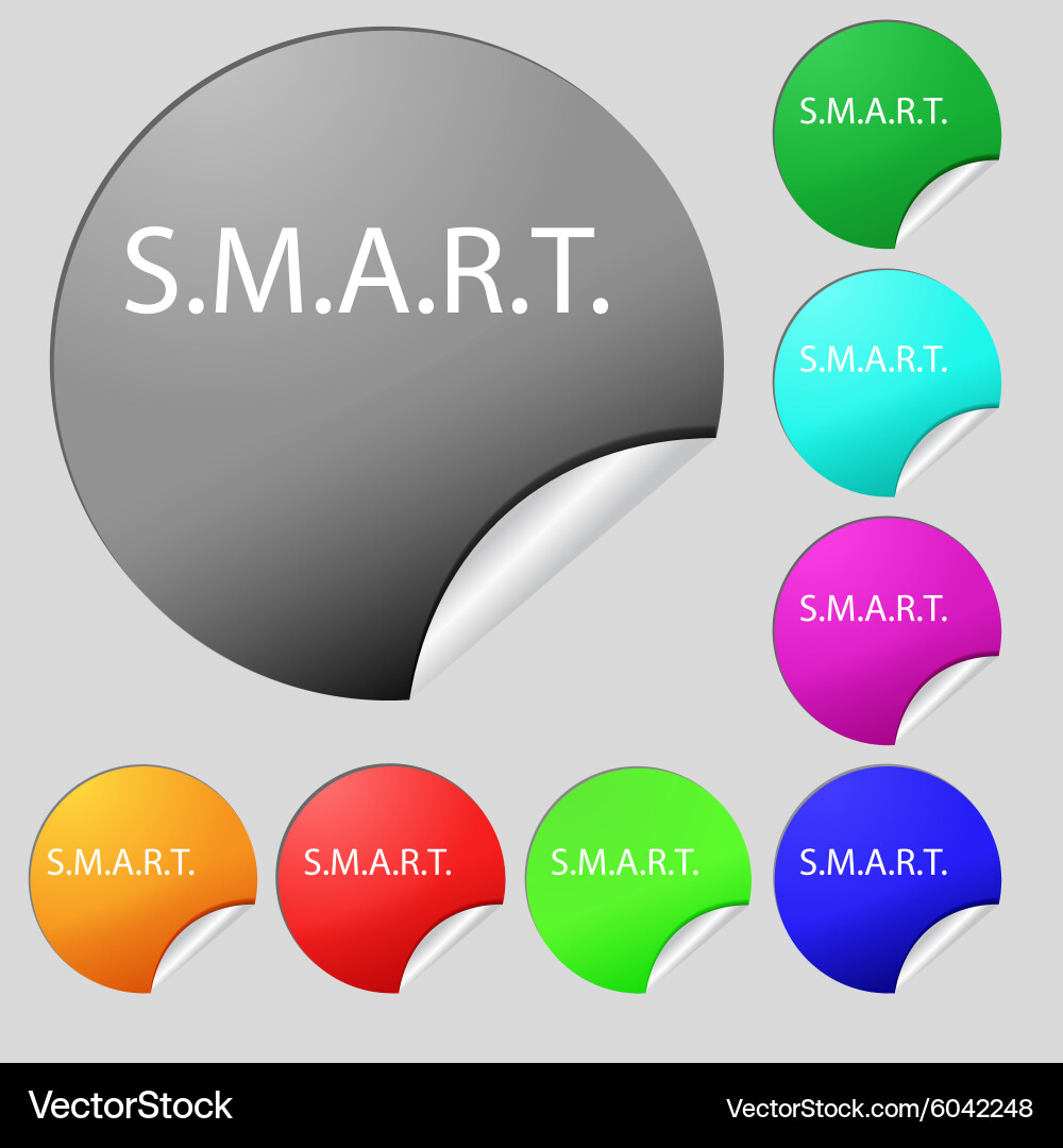 Smart sign icon press button set of eight multi Vector Image