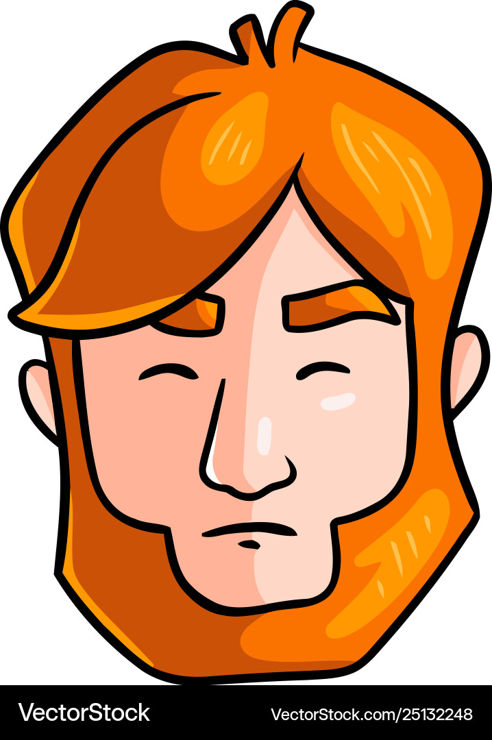 Tense face redhead man in stress situation Vector Image