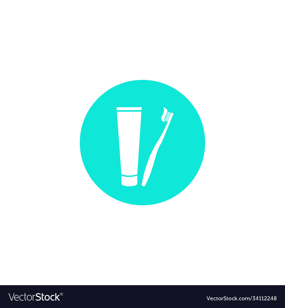 Toothpaste and toothbrush with paste simple Vector Image