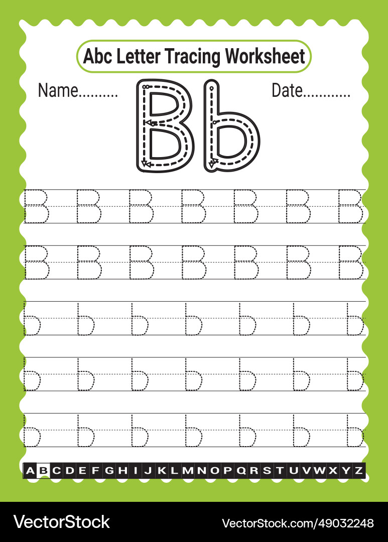 Uppercase and lowercase letter tracing worksheets Vector Image