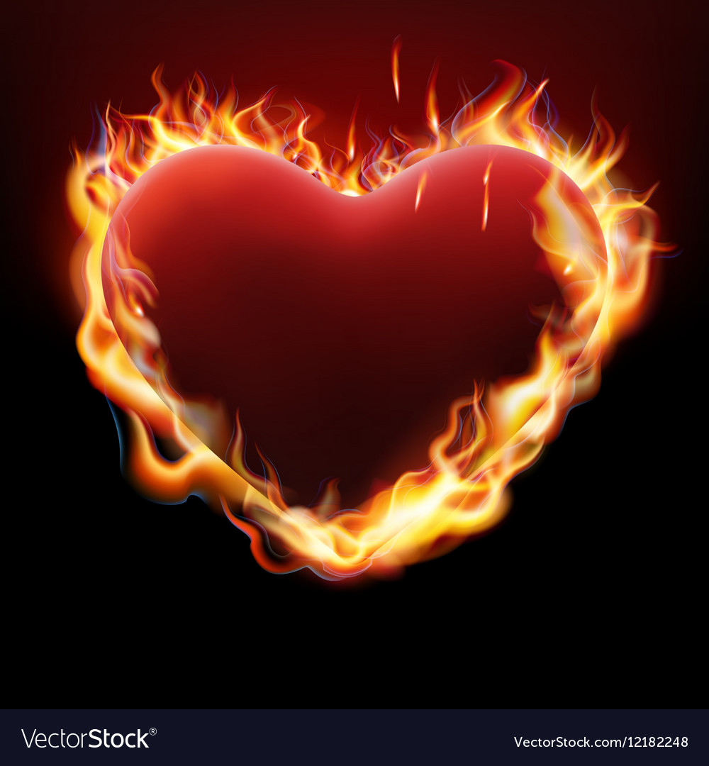 Valentine s day concept heart in flame eps 10 Vector Image